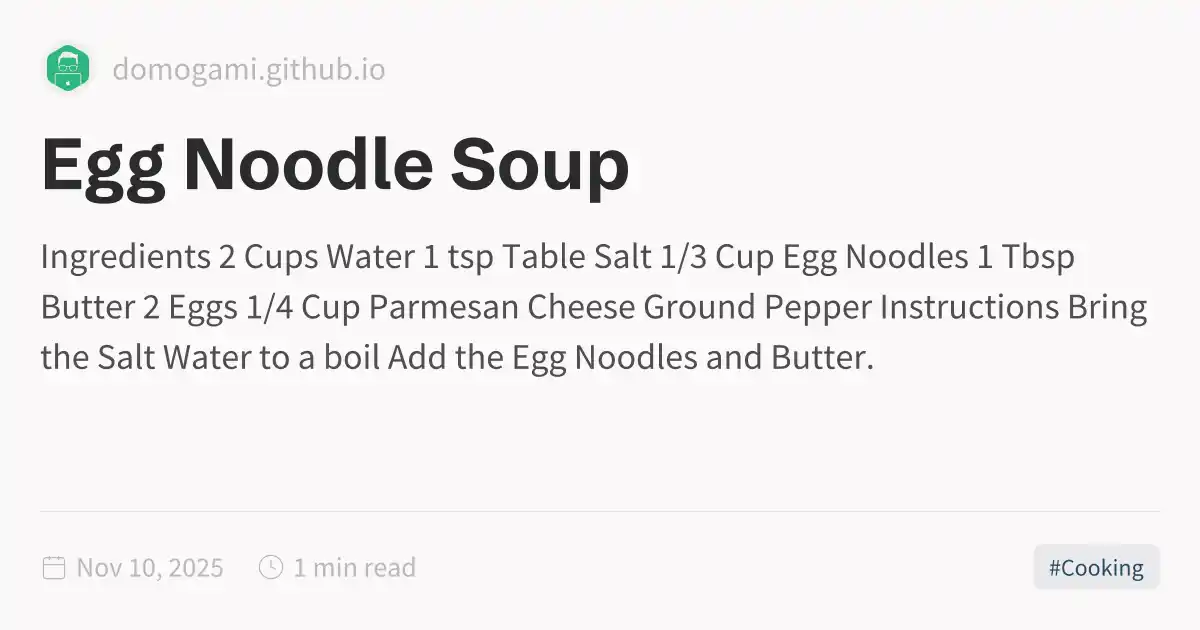Egg Noodle Soup